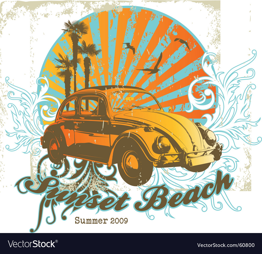 Sunset beach Royalty Free Vector Image - VectorStock