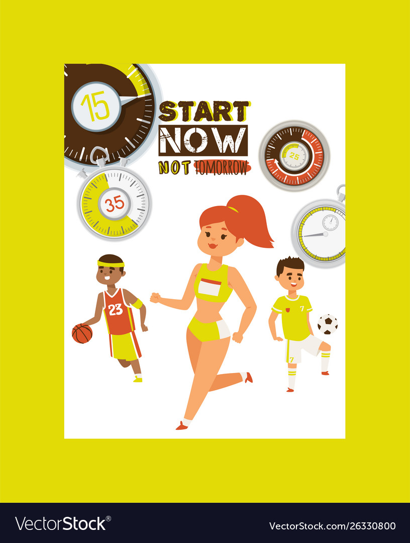Timer concept poster start Royalty Free Vector Image