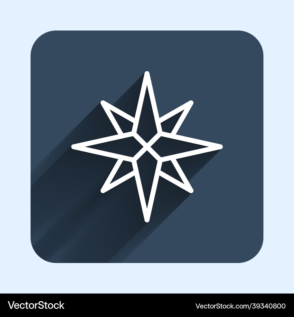 White line wind rose icon isolated with long Vector Image