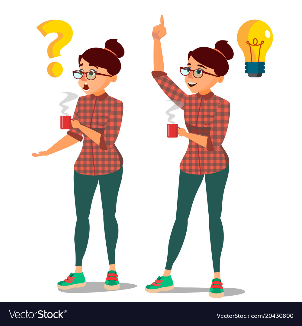 Woman solving problem solution Royalty Free Vector Image
