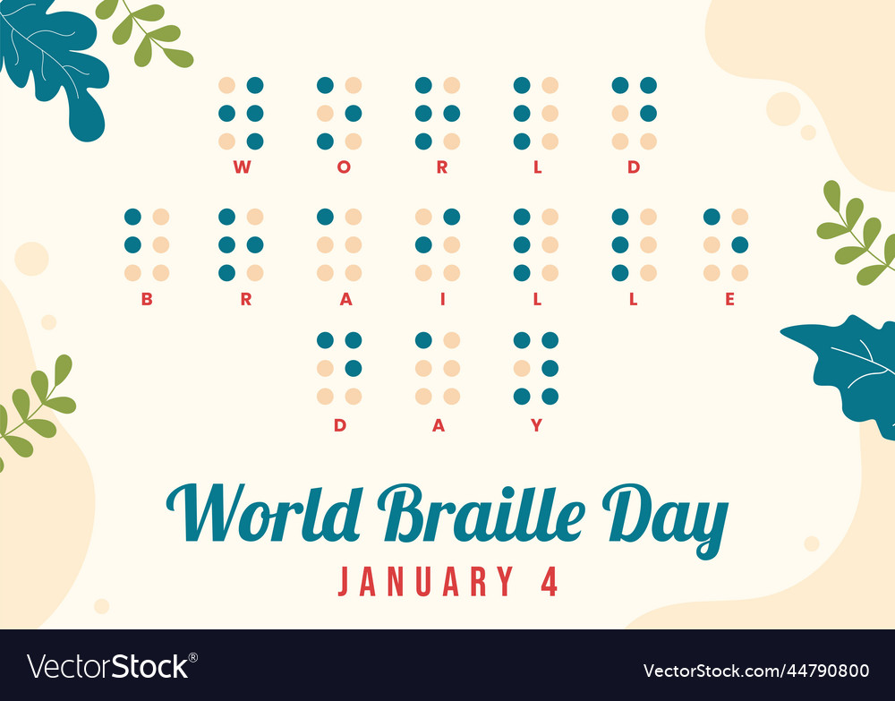 World braille day on 4th of january with text Vector Image