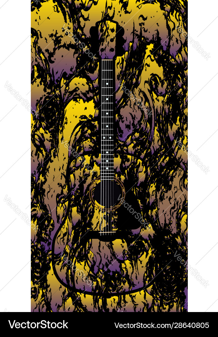 Abstract acoustic guitar over multi color Vector Image