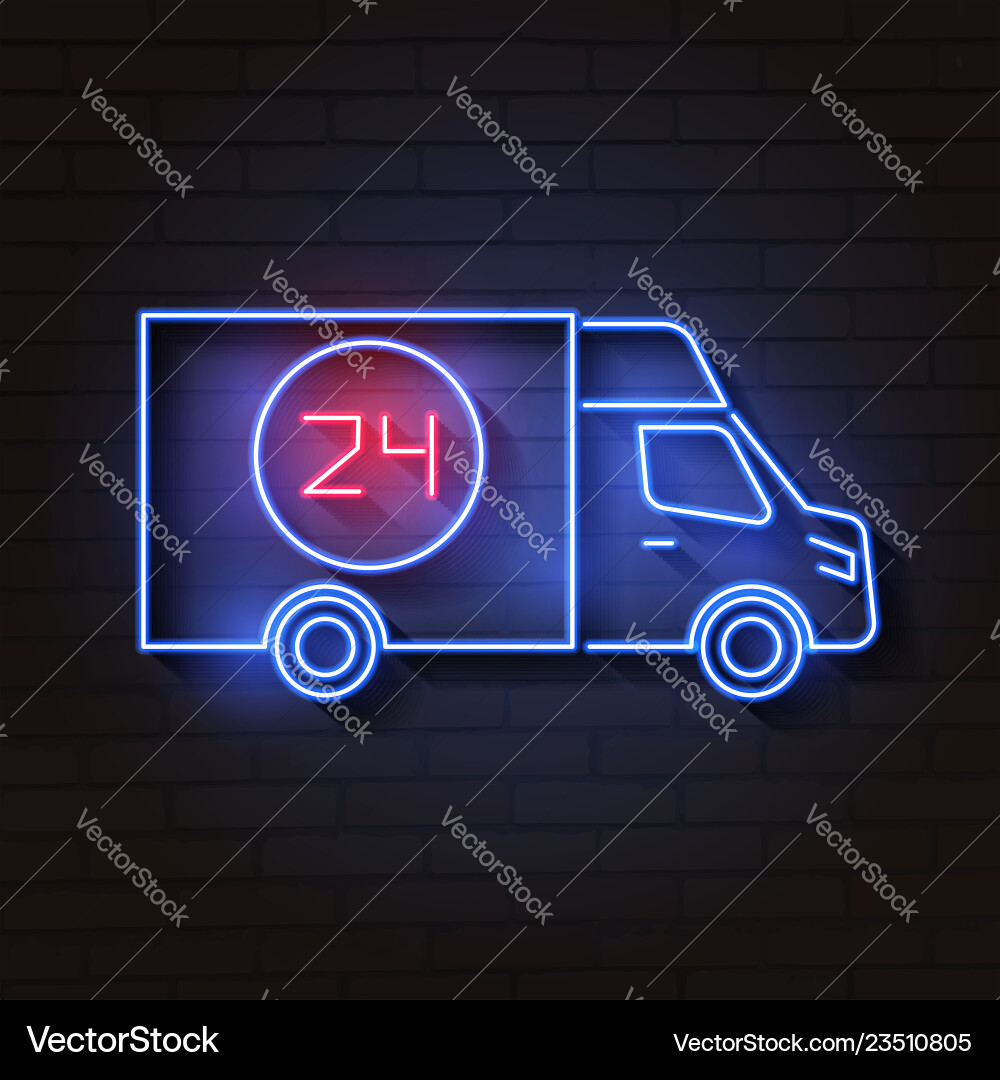 Bus neon sign night bright advertisement Vector Image