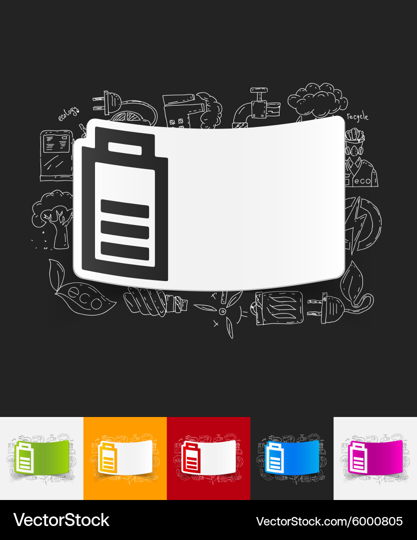 Charge the battery paper sticker with hand drawn Vector Image