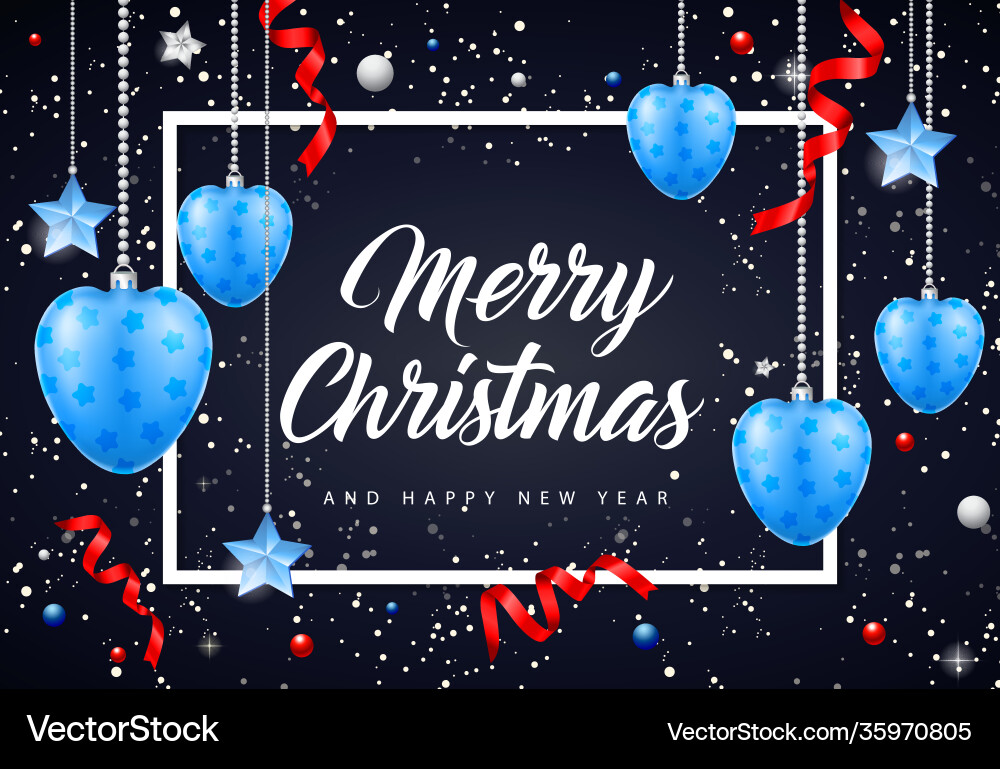 Christmas inscription with baubles Royalty Free Vector Image
