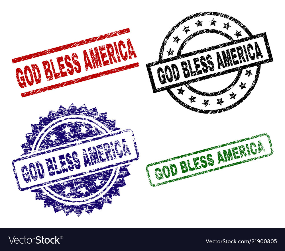 Damaged textured god bless america stamp seals Vector Image
