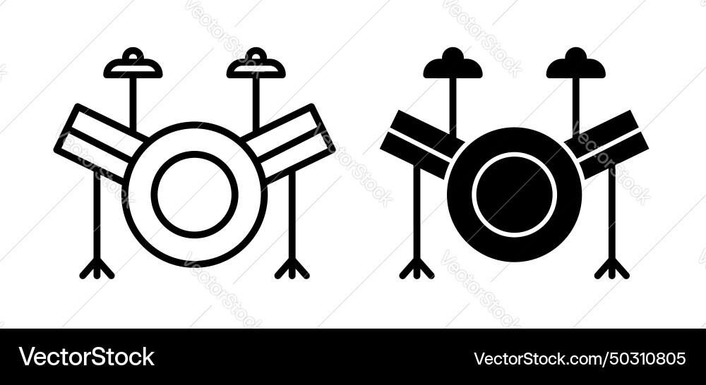 Drum set icon rock band percussion symbol Vector Image