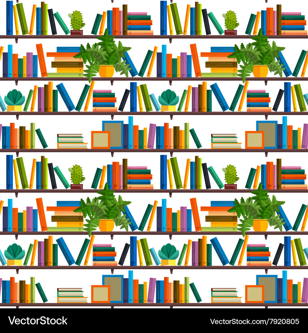 Flat line colorful seamless pattern of books Vector Image