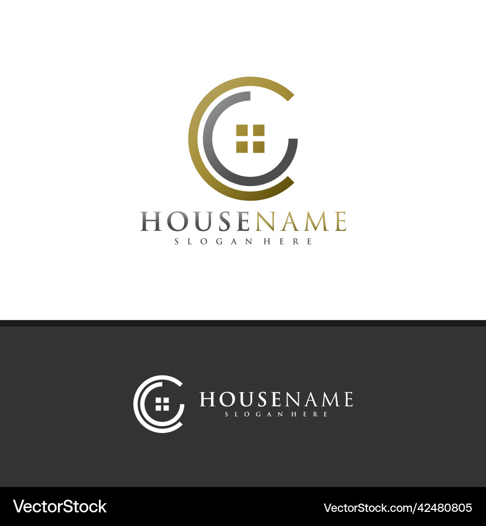 Letter c with house logo design creative house Vector Image
