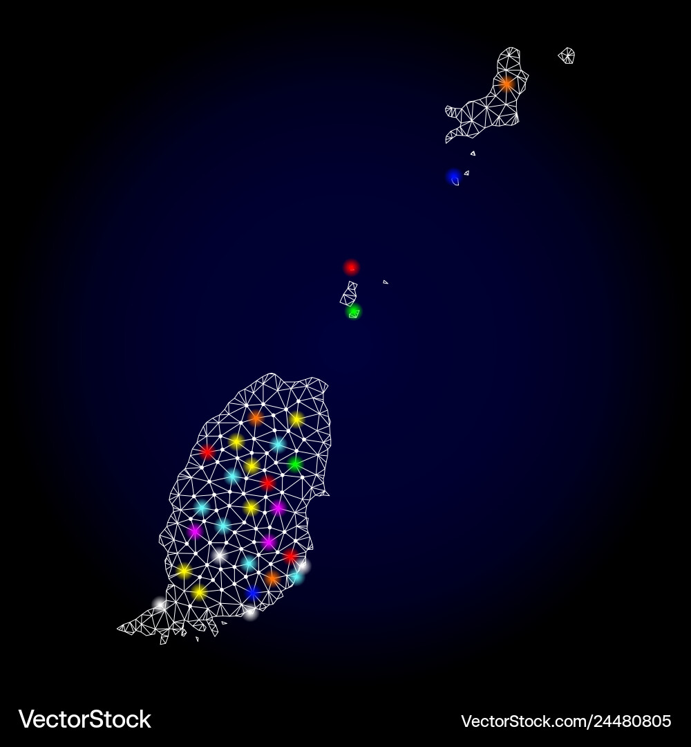 Mesh carcass map of grenada islands with bright Vector Image