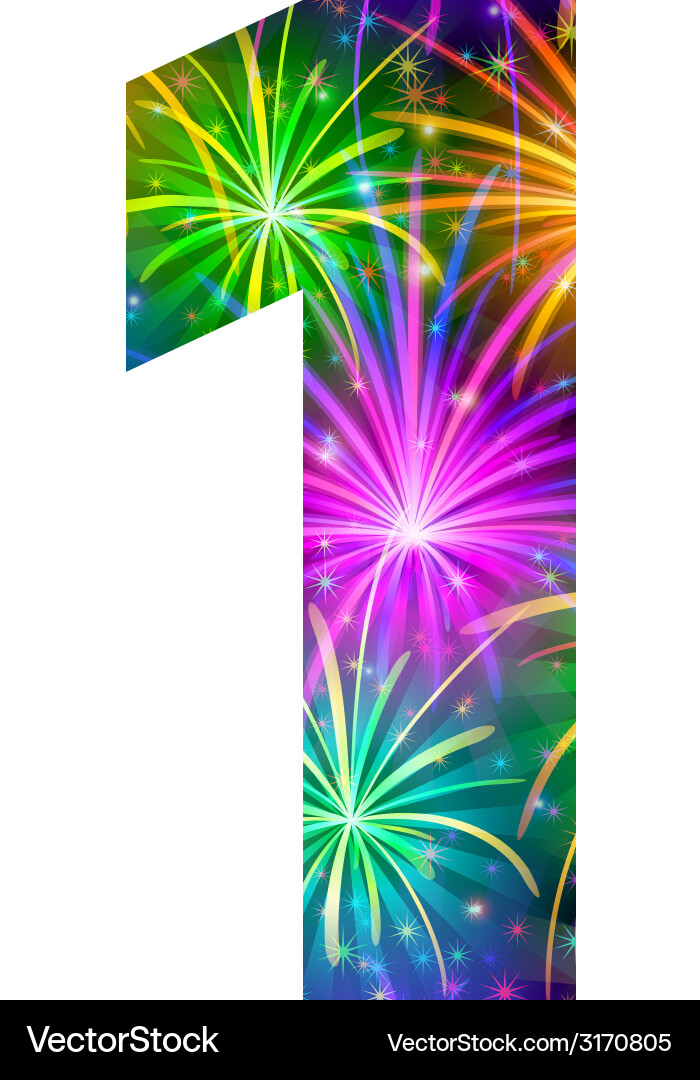 Number of colorful firework one Royalty Free Vector Image
