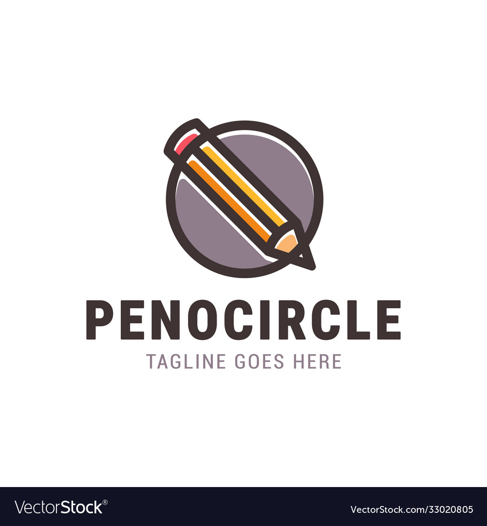 Pencil in circle icon logo template design Vector Image