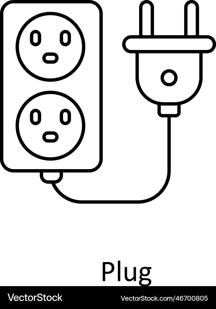Plug outline icons simple stock illust Royalty Free Vector