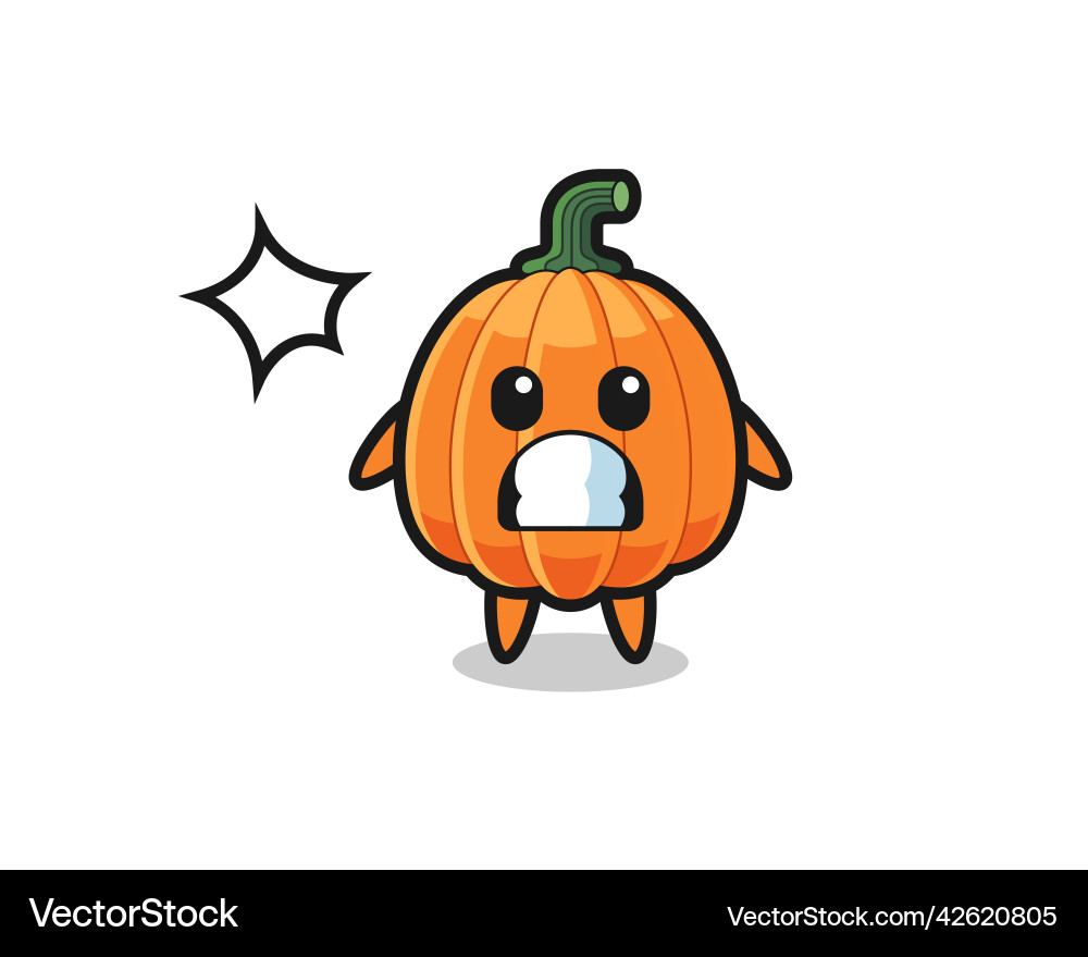 Pumpkin character cartoon with shocked gesture Vector Image