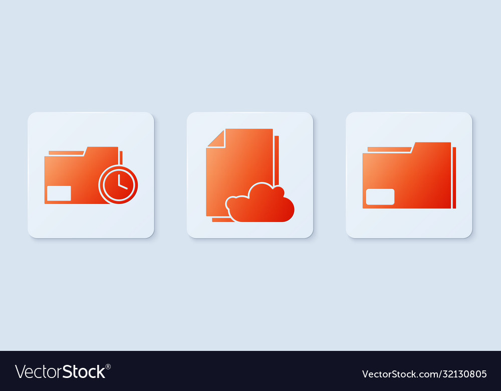 Set Cloud Storage Text Document Document Folder Vector Image