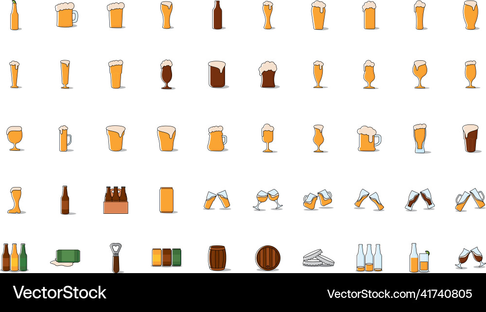 Set of different beer related icons Royalty Free Vector