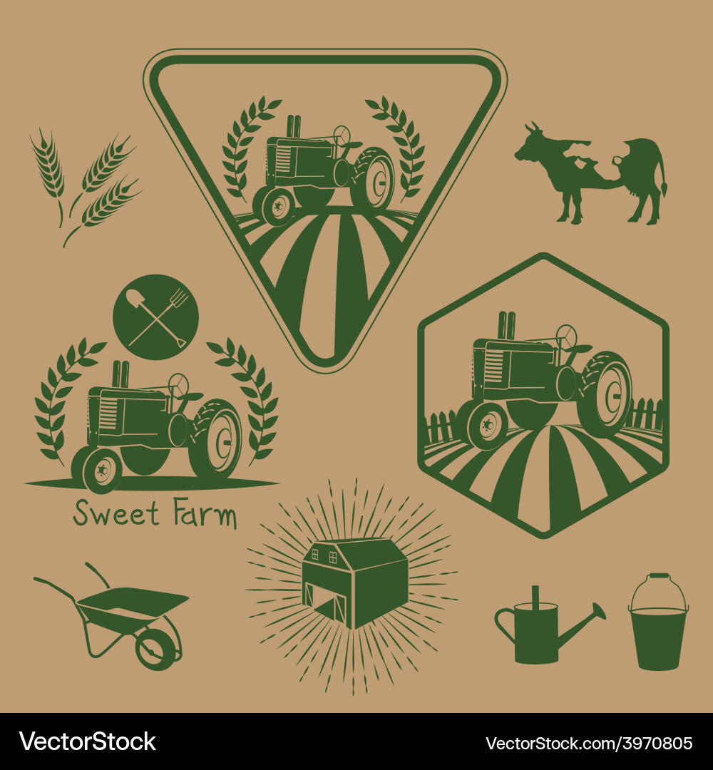 Set of retro farm labels Royalty Free Vector Image