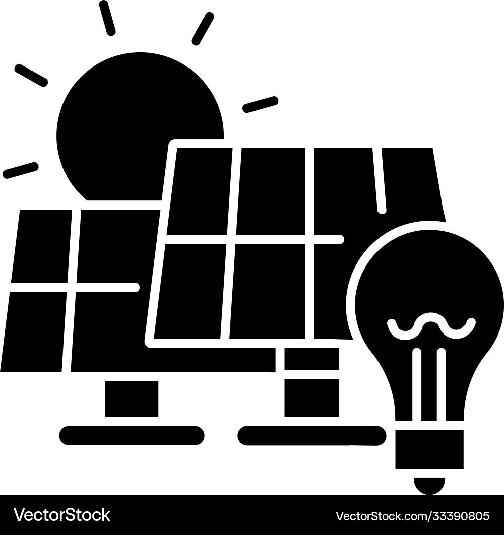 Solar power station black glyph icon Royalty Free Vector