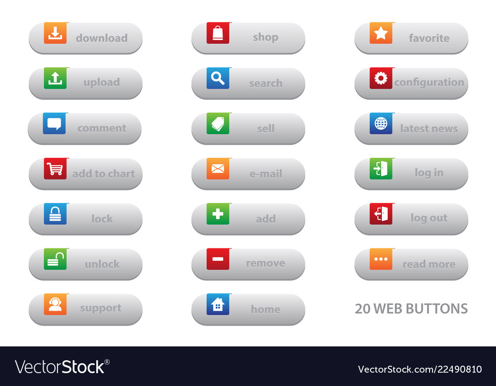 20 web buttons Royalty Free Vector Image - VectorStock