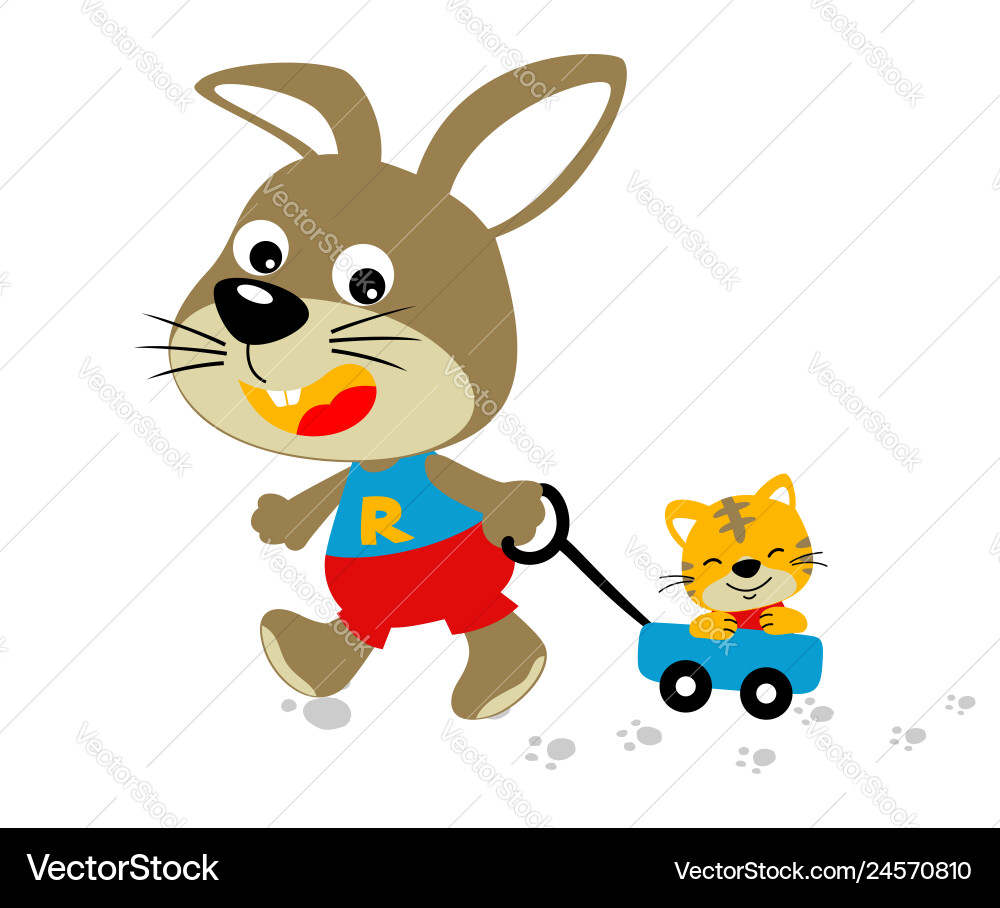 Animals playing time bunny and little tiger Vector Image