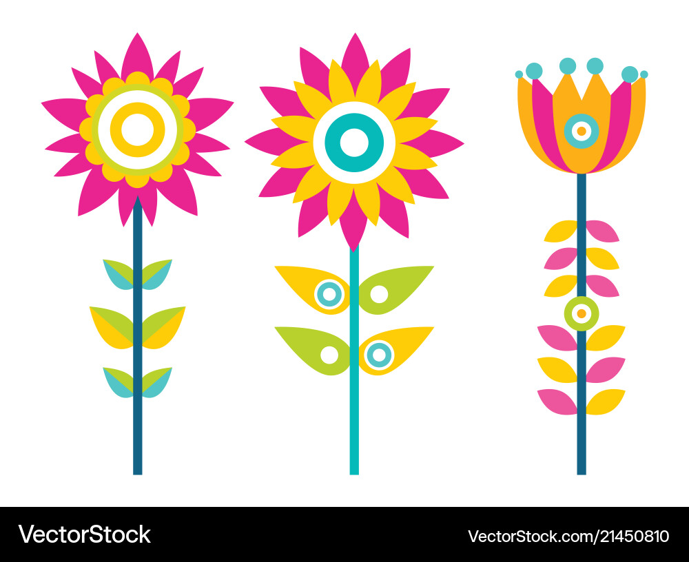 Bright creative flowers with colorful petals set Vector Image