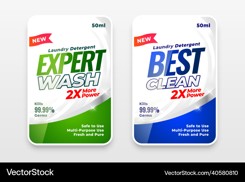 Expert wash detergent labels stickers set Vector Image
