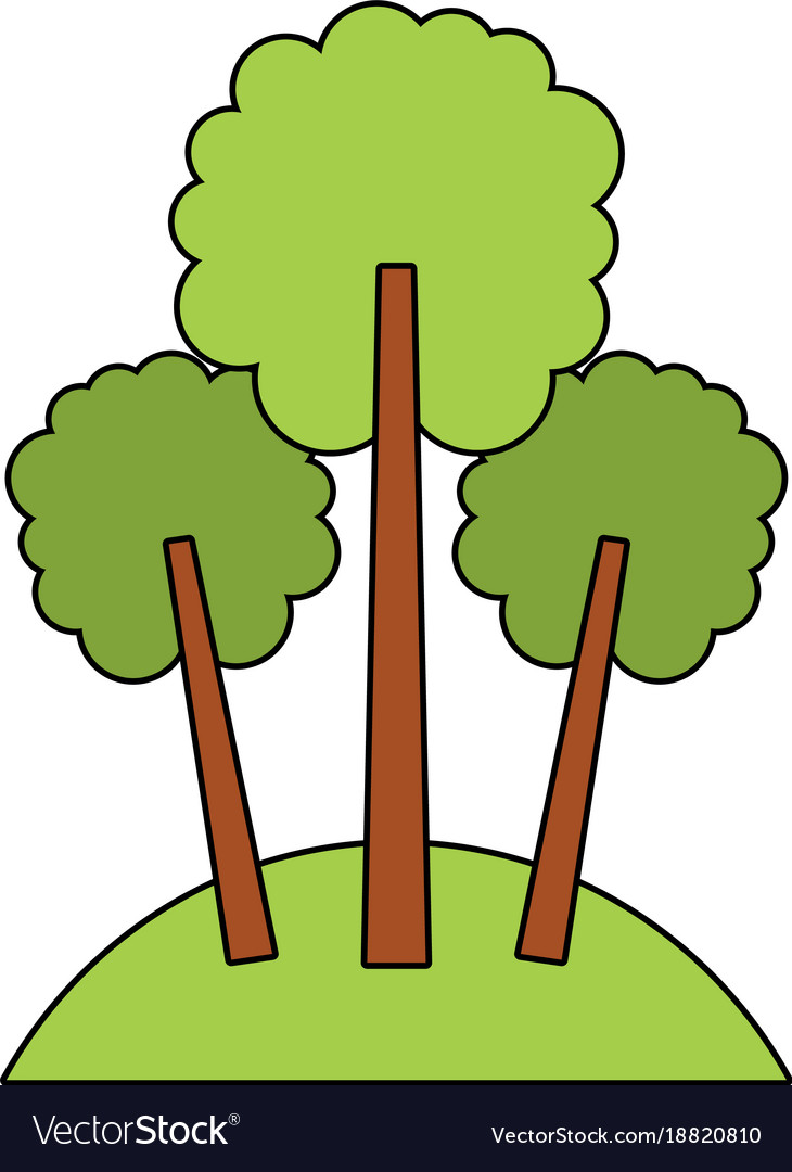 Green three tree foliage forest park natural Vector Image