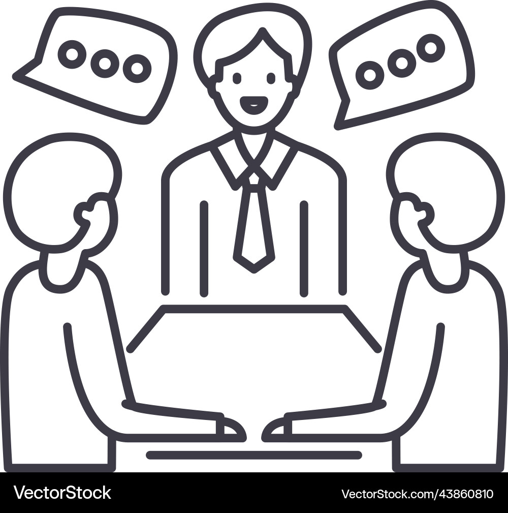 Meeting line icon outline symbol Royalty Free Vector Image