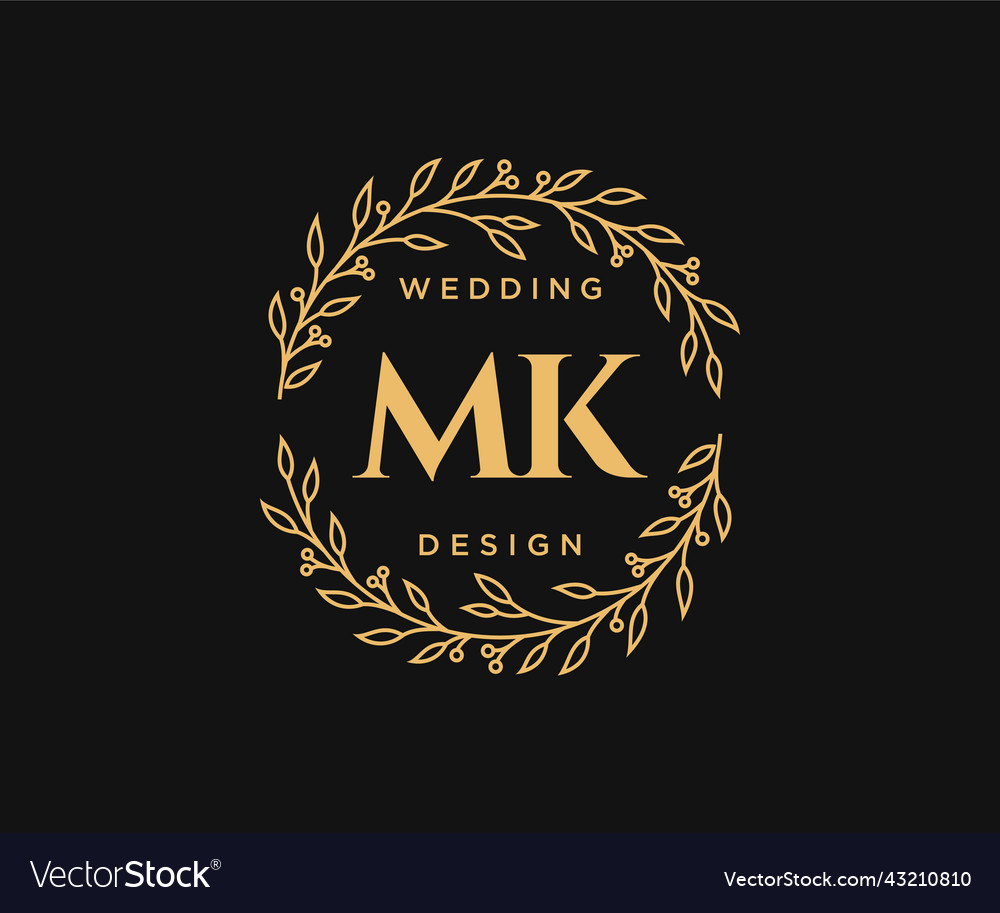 Mk initials letter wedding monogram logos Vector Image