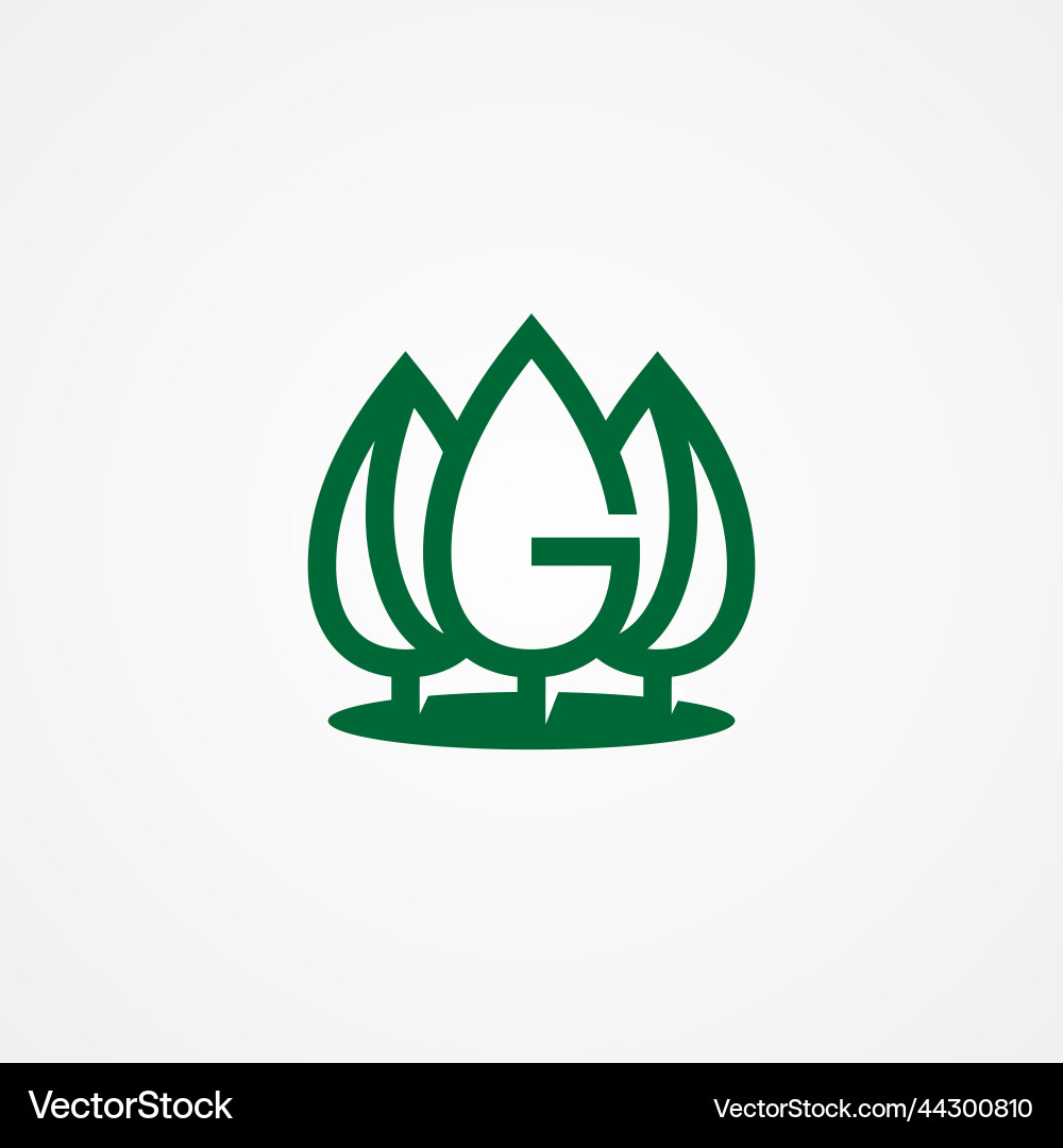 Pine tree shaped letter g with green color Vector Image