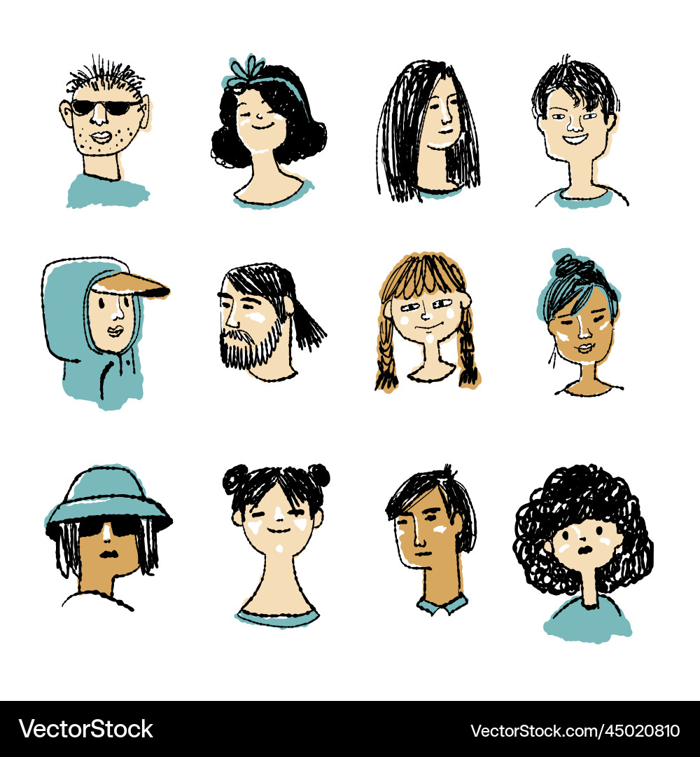 Portraits of people Royalty Free Vector Image - VectorStock