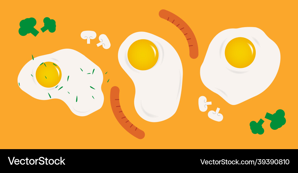 Scrambled eggs a set of three eggs of different Vector Image