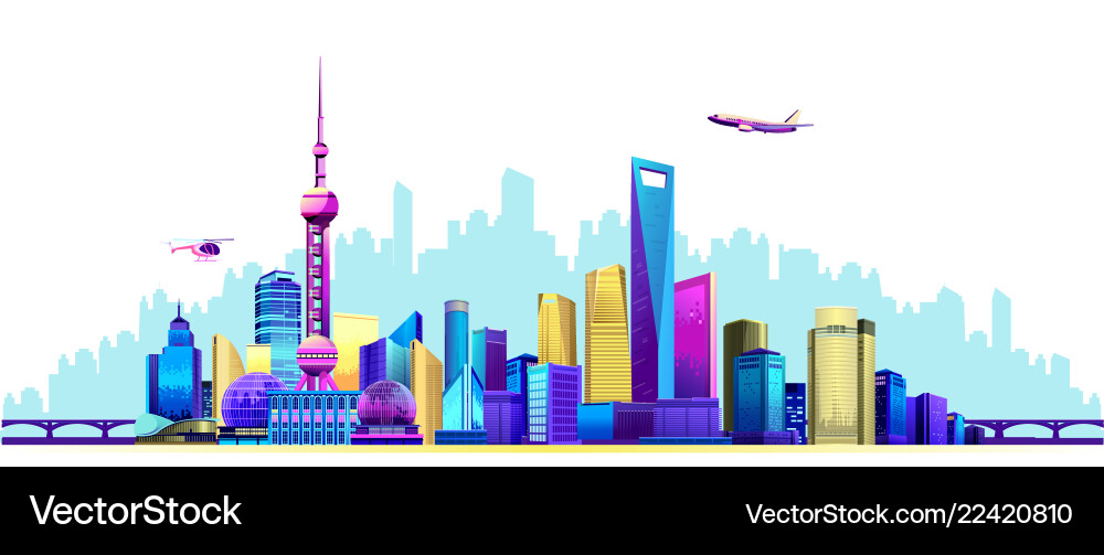 Shanghai embankment banner Royalty Free Vector Image