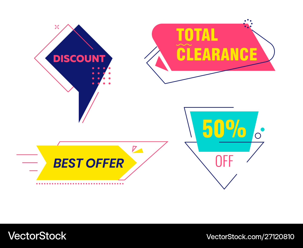 Total clearance discount banners set colorful Vector Image