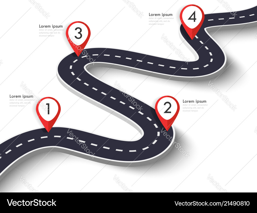 Winding road on a white isolated background road Vector Image