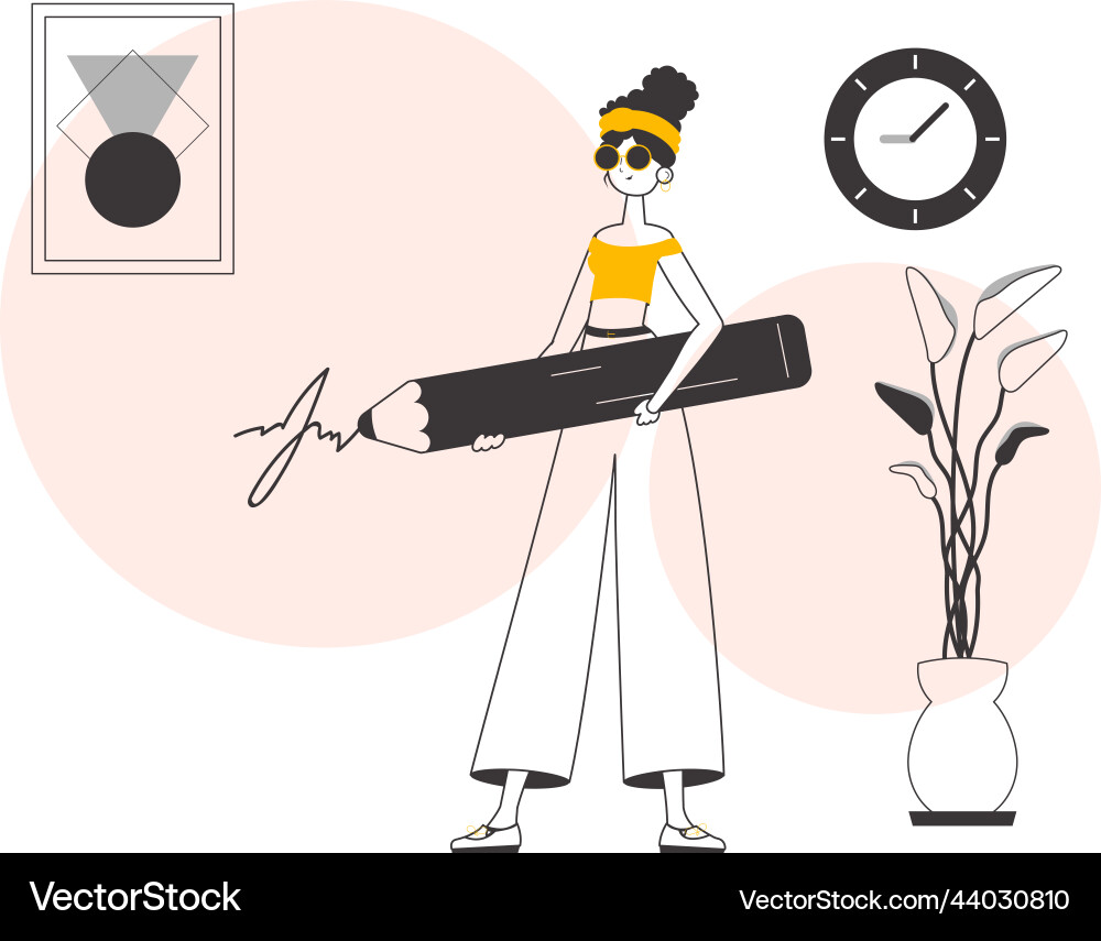 Woman signs minimalistic linear style Royalty Free Vector