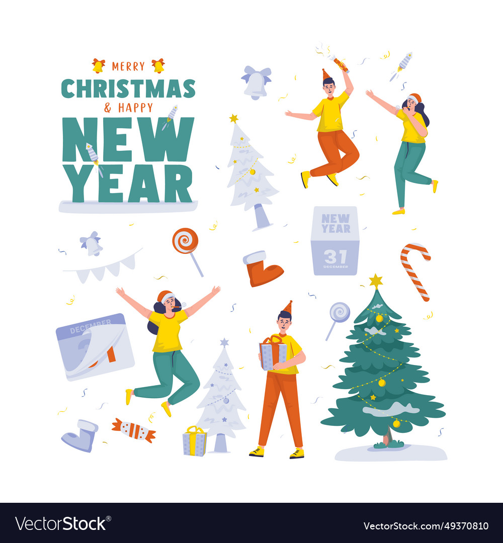 Year element set Royalty Free Vector Image - VectorStock
