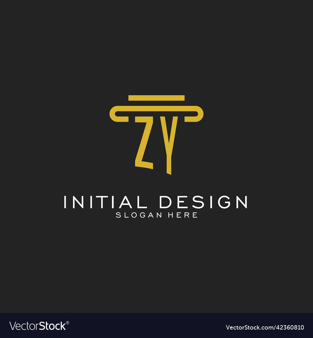 Zy initial logo with simple pillar style design Vector Image