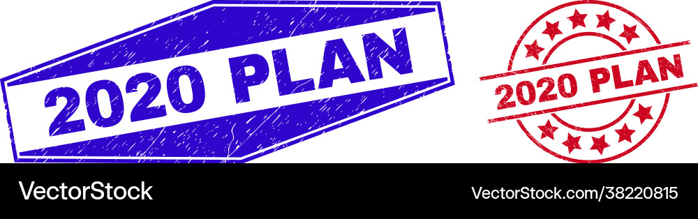 2020 plan unclean stamps in circle and hexagon Vector Image