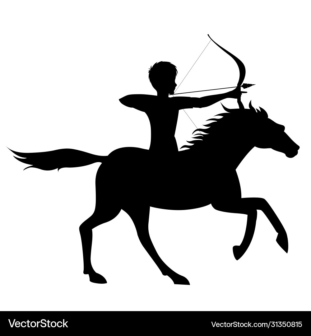 Archer on horse silhouette Royalty Free Vector Image