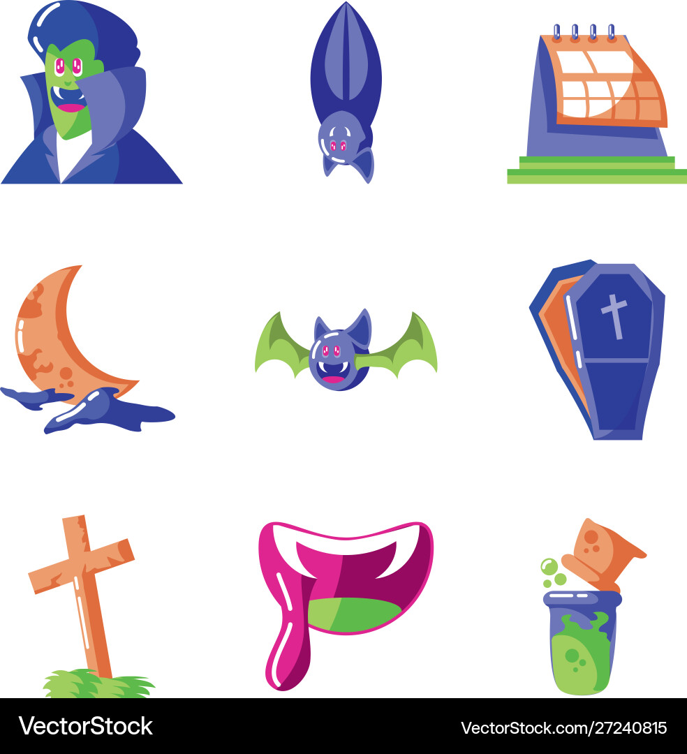 Bundle halloween with set icons Royalty Free Vector Image