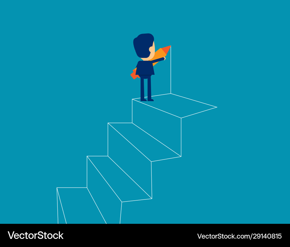 Businessman drawing outline steps concept Vector Image