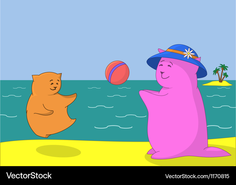 Cartoon animals playing with a ball Royalty Free Vector