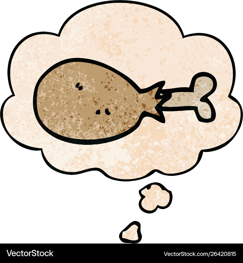 Cartoon cooked chicken leg and thought bubble Vector Image