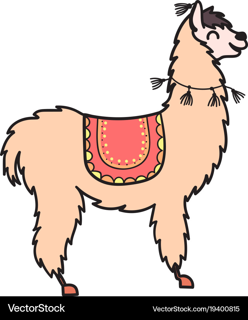 Cute character south lama with decorations Vector Image