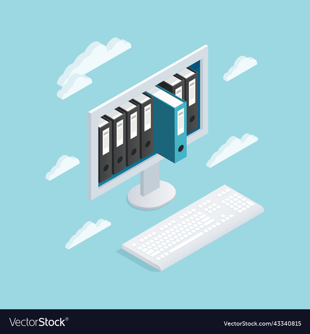 Documents cloud isometric composition Royalty Free Vector