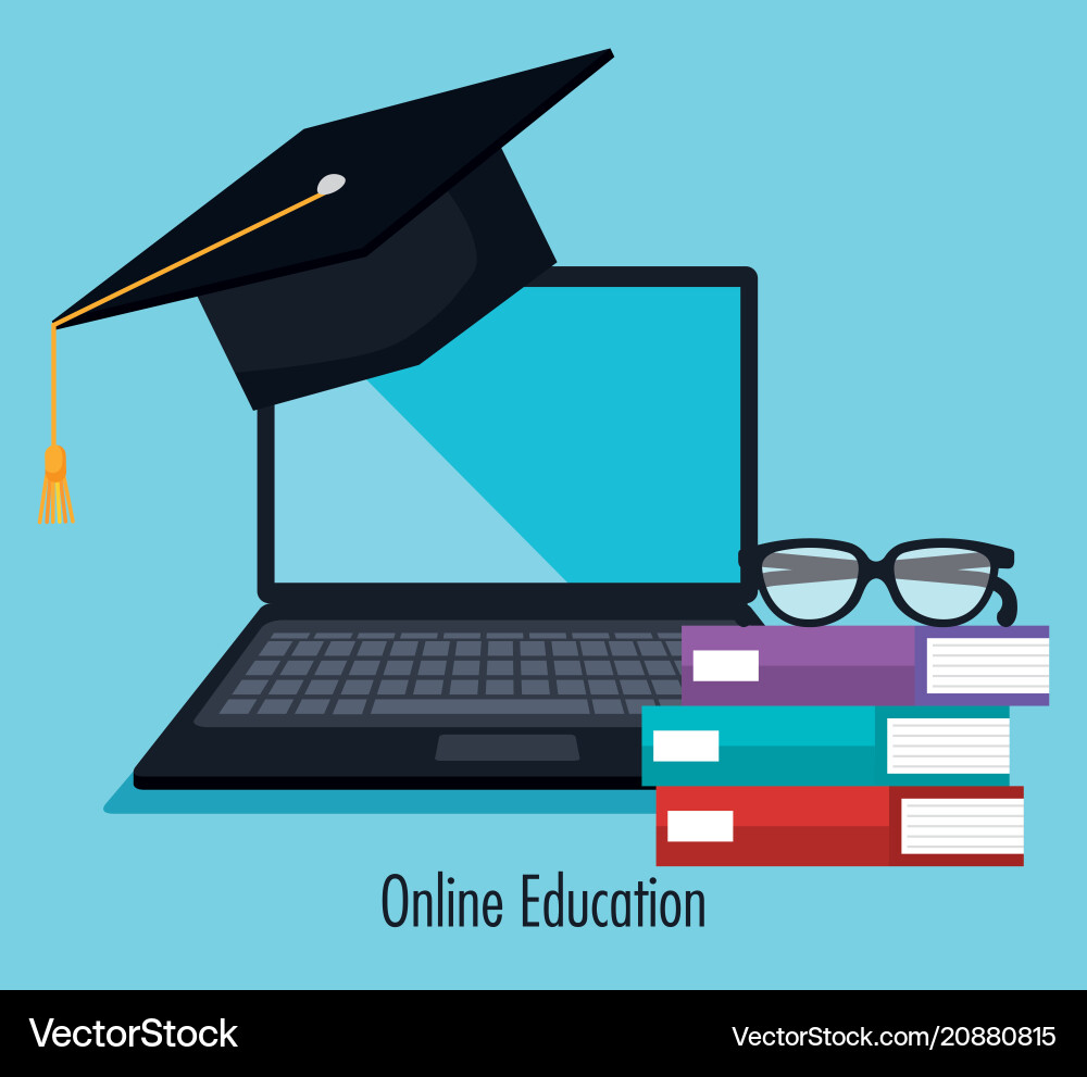 Electronic education with laptop Royalty Free Vector Image