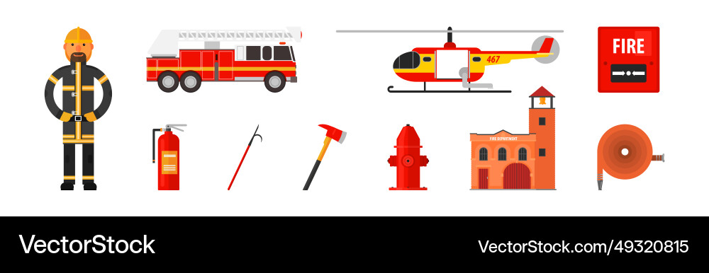 Firefighting department with emergency rescue Vector Image