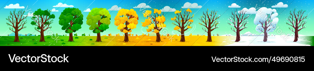 Four season trees landscape panoramic background Vector Image