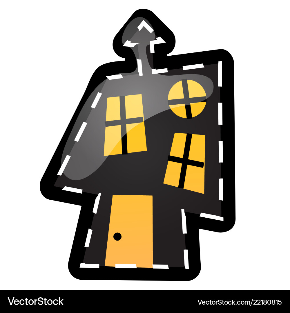 Funny house with glowing windows contours Vector Image
